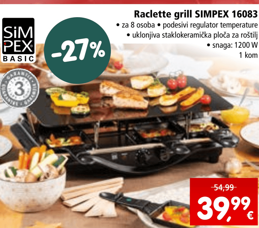 Raclette grill SIMPEX 16083: Akcija (Interspar) 19.11.